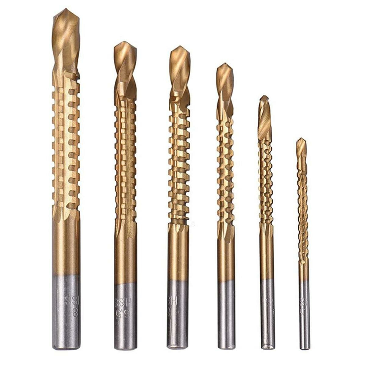 Набор из 6 титановых сверл и пильных бит, сверление по быстрорежущей стали, набор сверл 3-8 мм