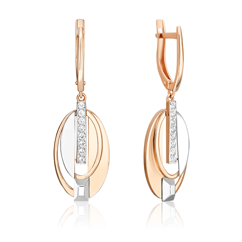 Серьги, золото, 585 проба, топаз