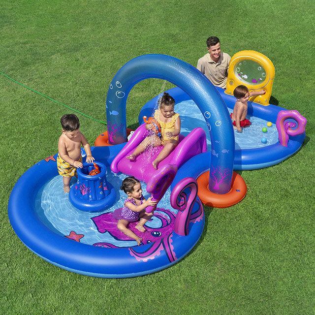 Игровой центр Sea Odyssey 330*188*117 см, с горкой и фонтаном, Bestway, 53167