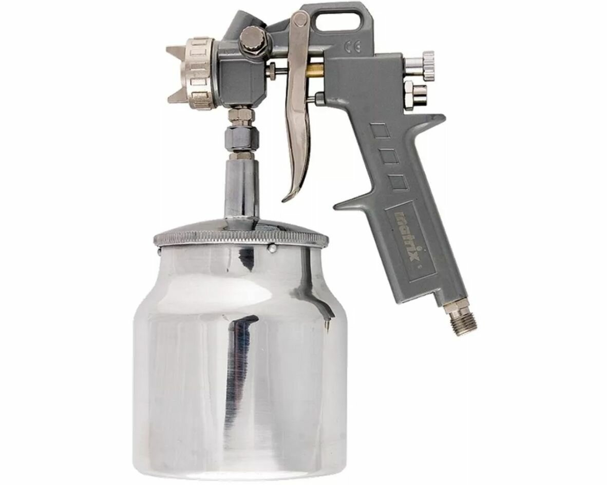 Краскопульт пневматический Matrix нижним бачок 1л + сопла 1.2, 1.5, 1.8мм