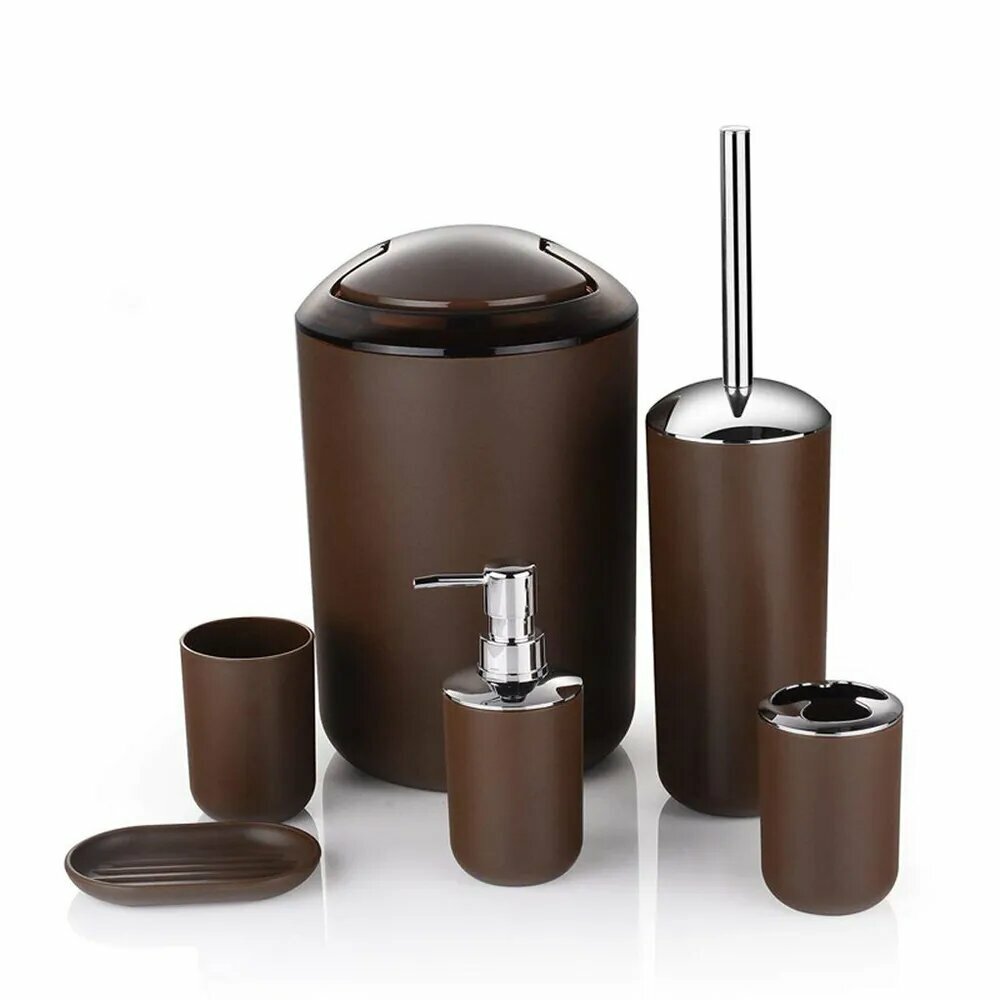 Набор ванных принадлежностей 6 предметов - коричневый