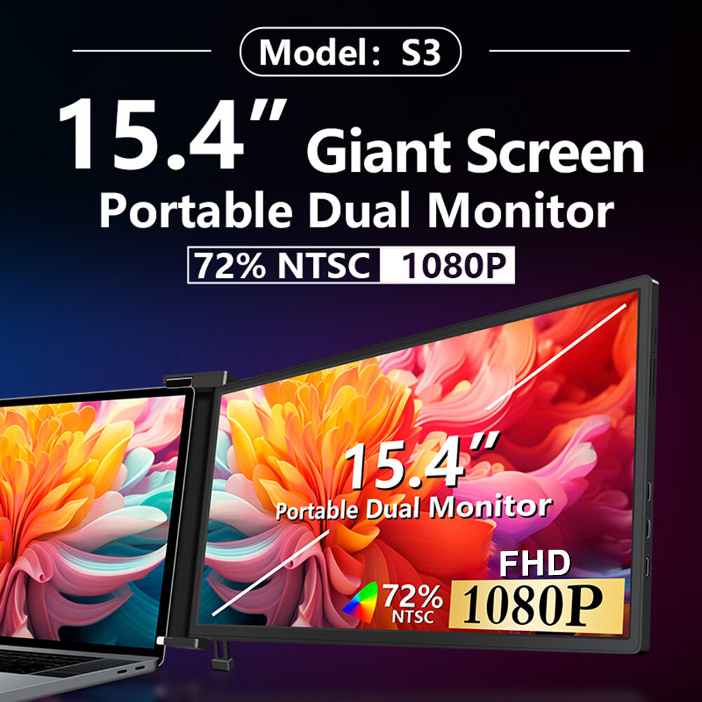 Портативный дисплей 15.4" 1920x1080 IPS, поворотный, для ноутбука