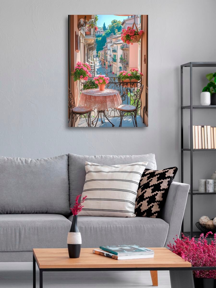 Картина на холсте LOFTime 50Х70 Балкон с видом на старый город К-1483-5070