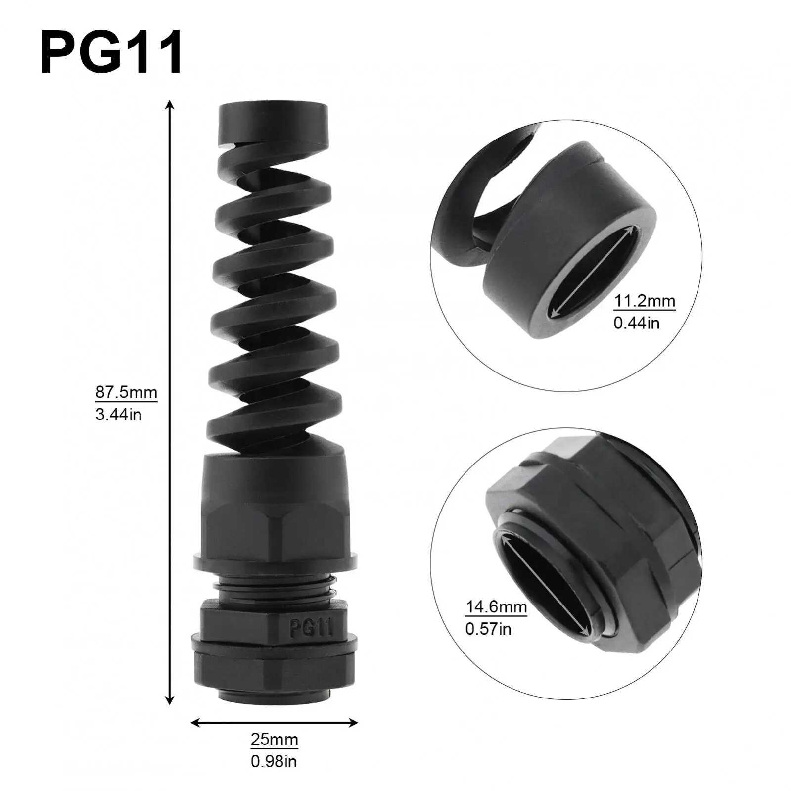 Водонепроницаемые кабельные вводы PG7 PG9 PG11 черный нейлон PG11
