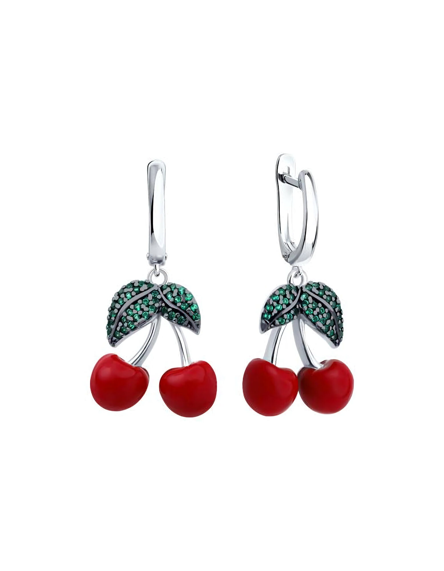 Серьги с подвесками The Jeweller, серебро, 925 проба, родирование, фианит, , красный — фото 1