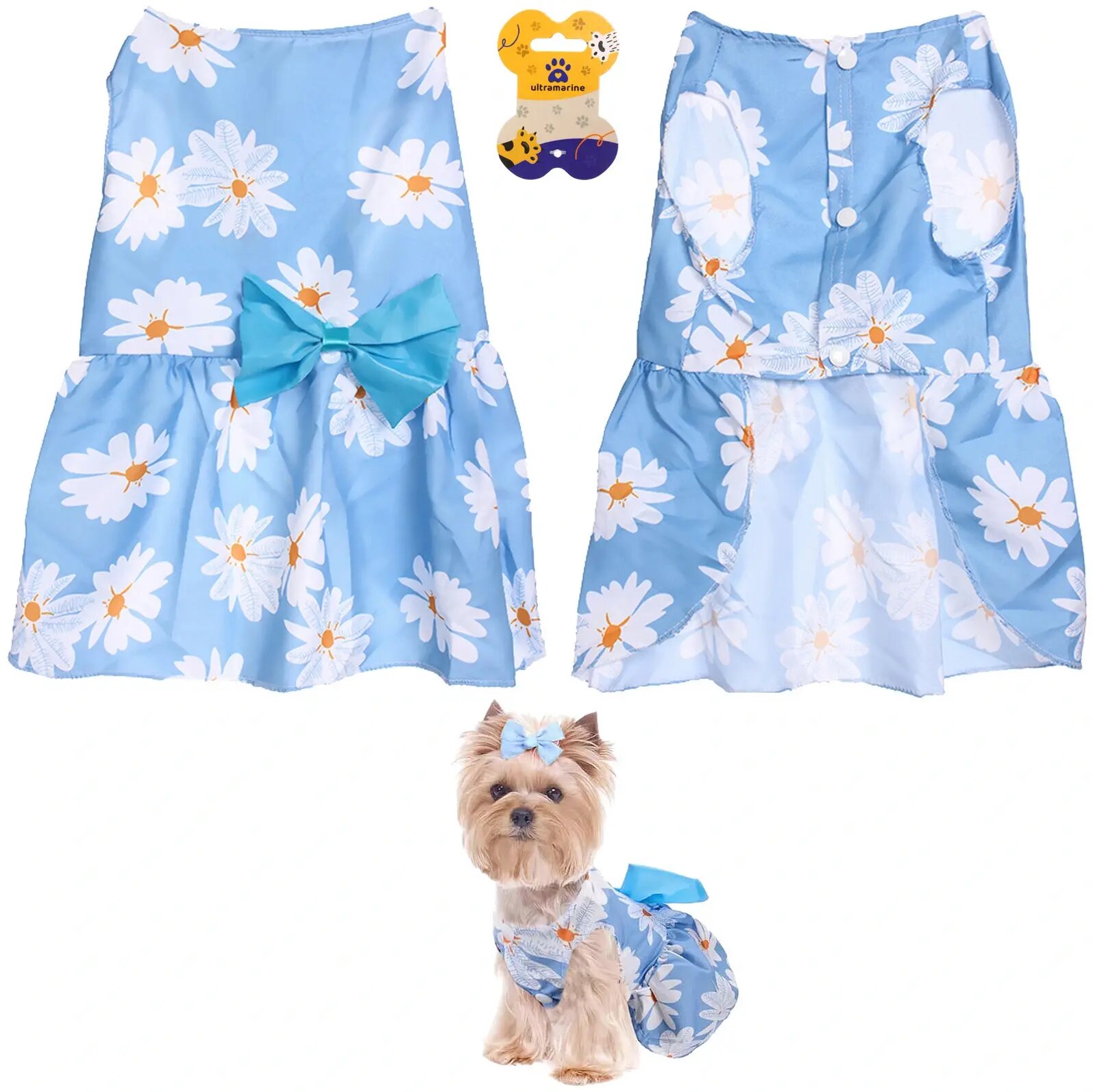 Платье для кошек и собак «Бонита на прогулке», ХL, голубое, 32-34см