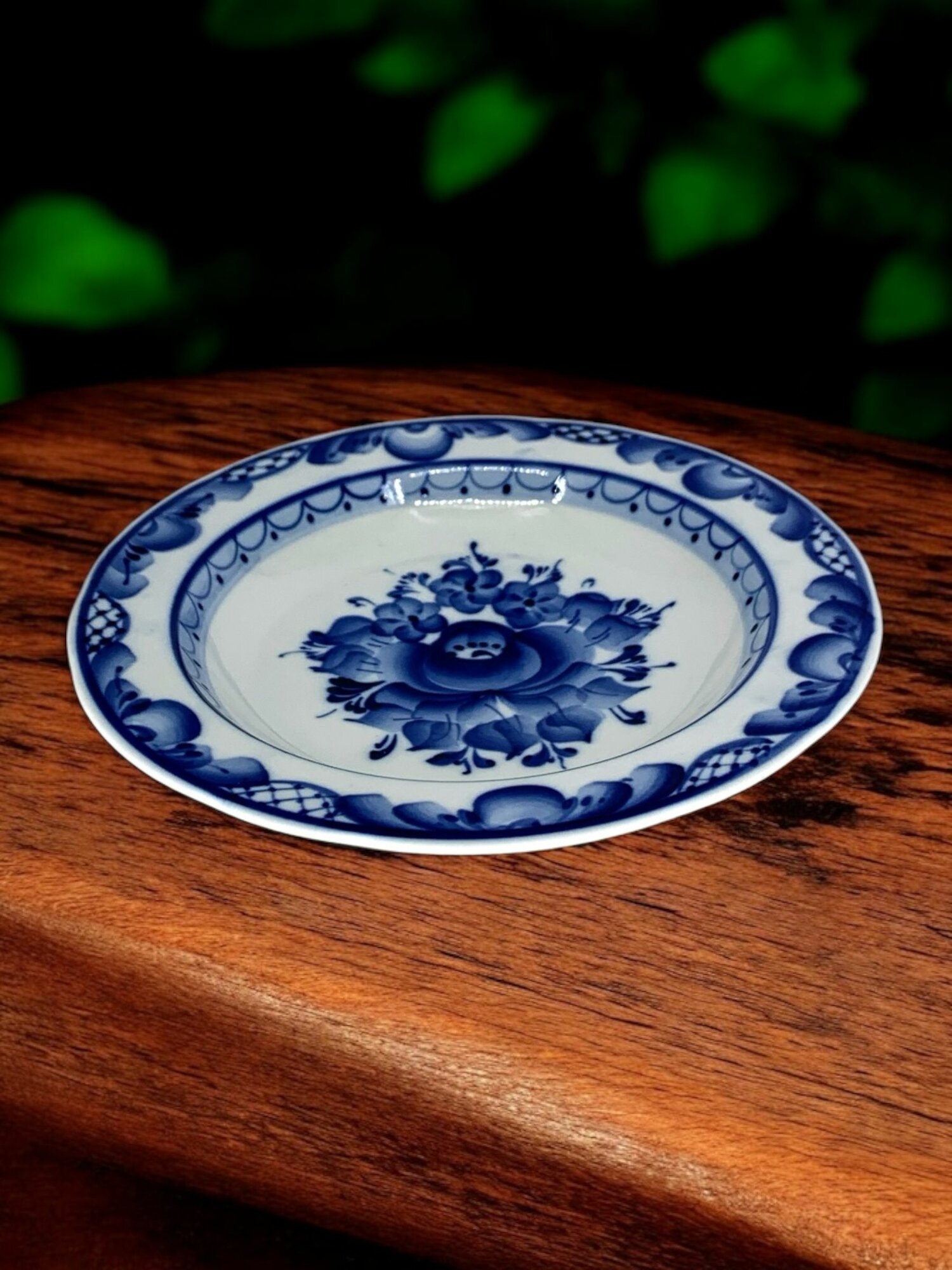 Тарелка суповая 20,5 см фарфор гжель ручная работа