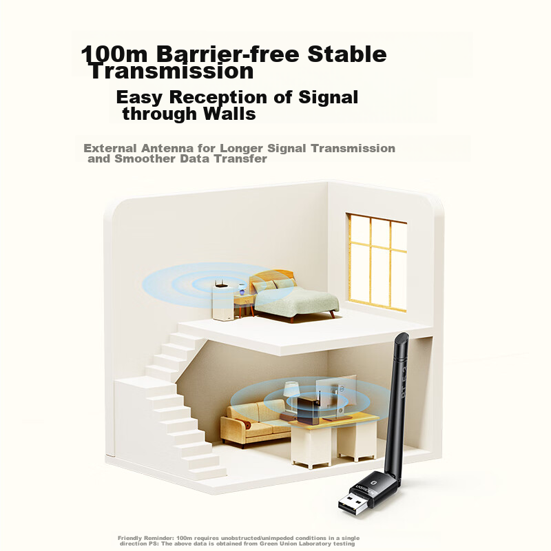 Lulian USB Bluetooth Adapter 5.3 Transmitter Antenna Model, Bluetooth Audio Receiver, Suitable for Desktop Computers, Bluetooth Module, Connect Keyboard, Mouse, Headphones, Speakers, Plug-And 100 Meters