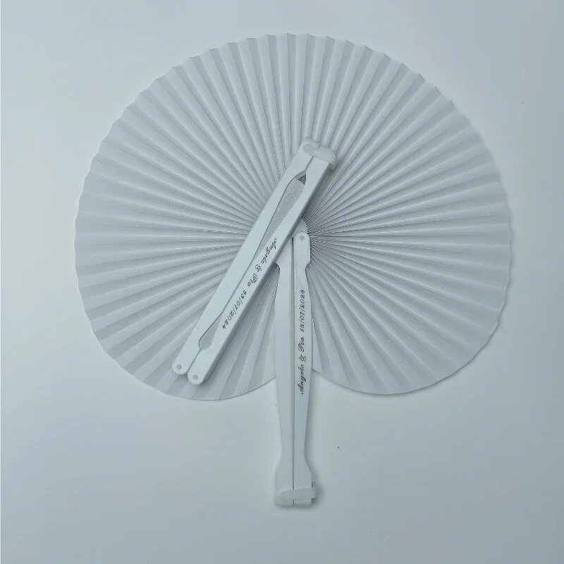 Круглые белые веера из пластика и бумаги 12pcs