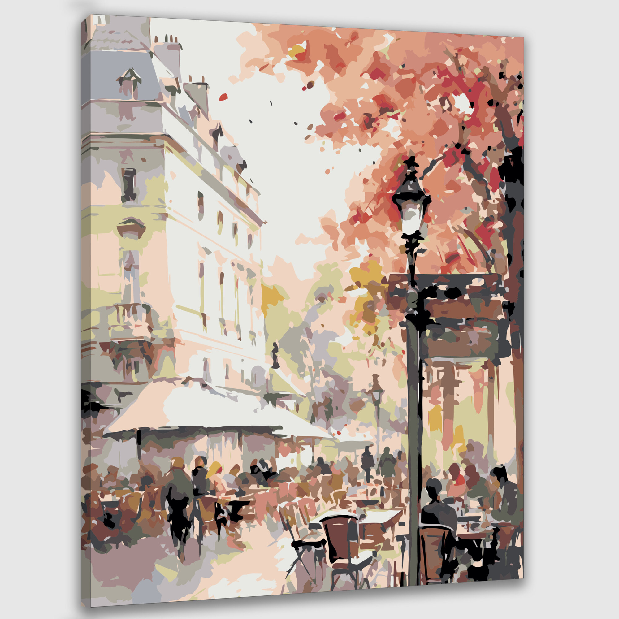 Картина по номерам 40x50 см, картина, акварель, иллюстрация, парижское кафе, кресла, открытый воздух, яркие цвета