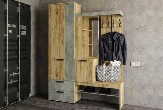 Прихожая "Трамп", ЛДСП, Серый, 150х217.6х37.2 см.