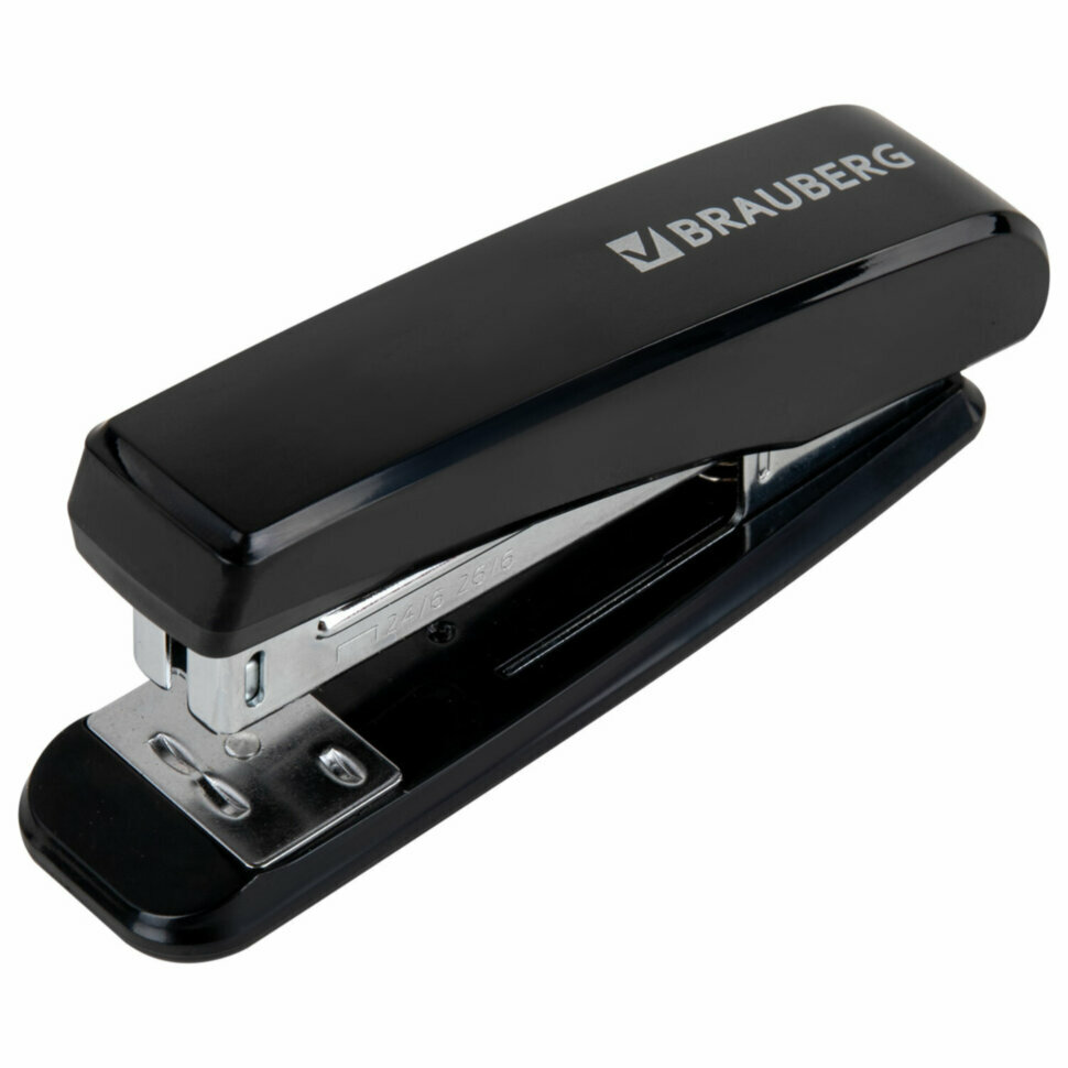 Степлер №24/6, 26/6 BRAUBERG "Standard", до 30 листов, черный, 272755, 272755