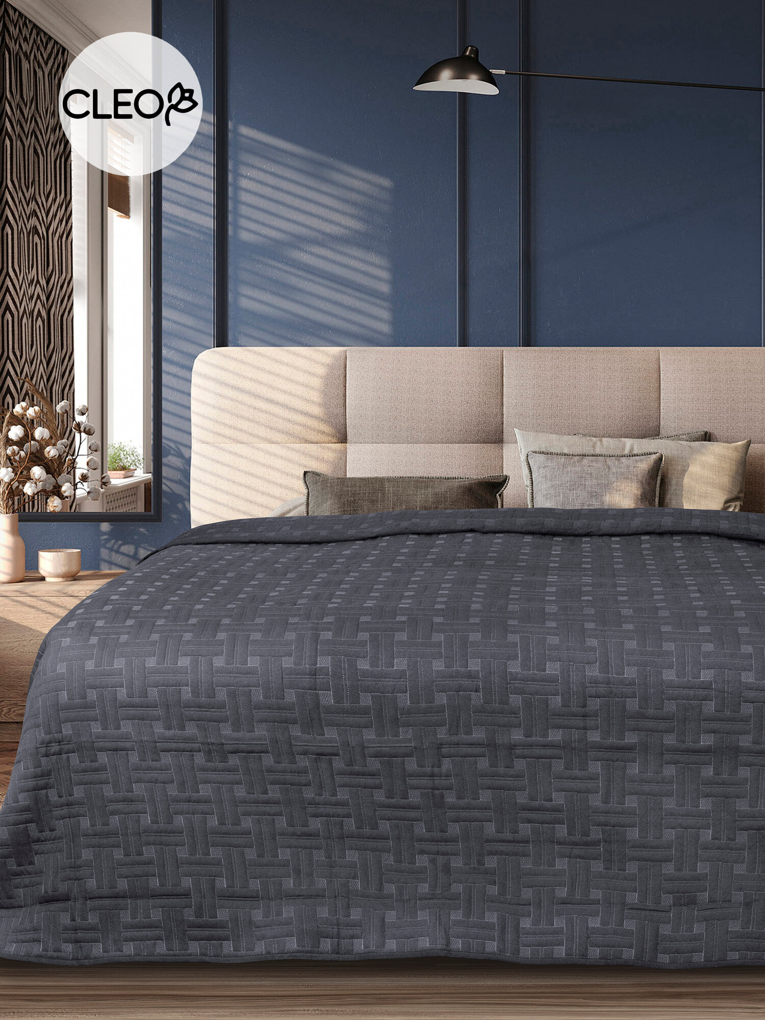 Покрывало на кровать евромакси 240х260 Cleo однотонное двустороннее на диван