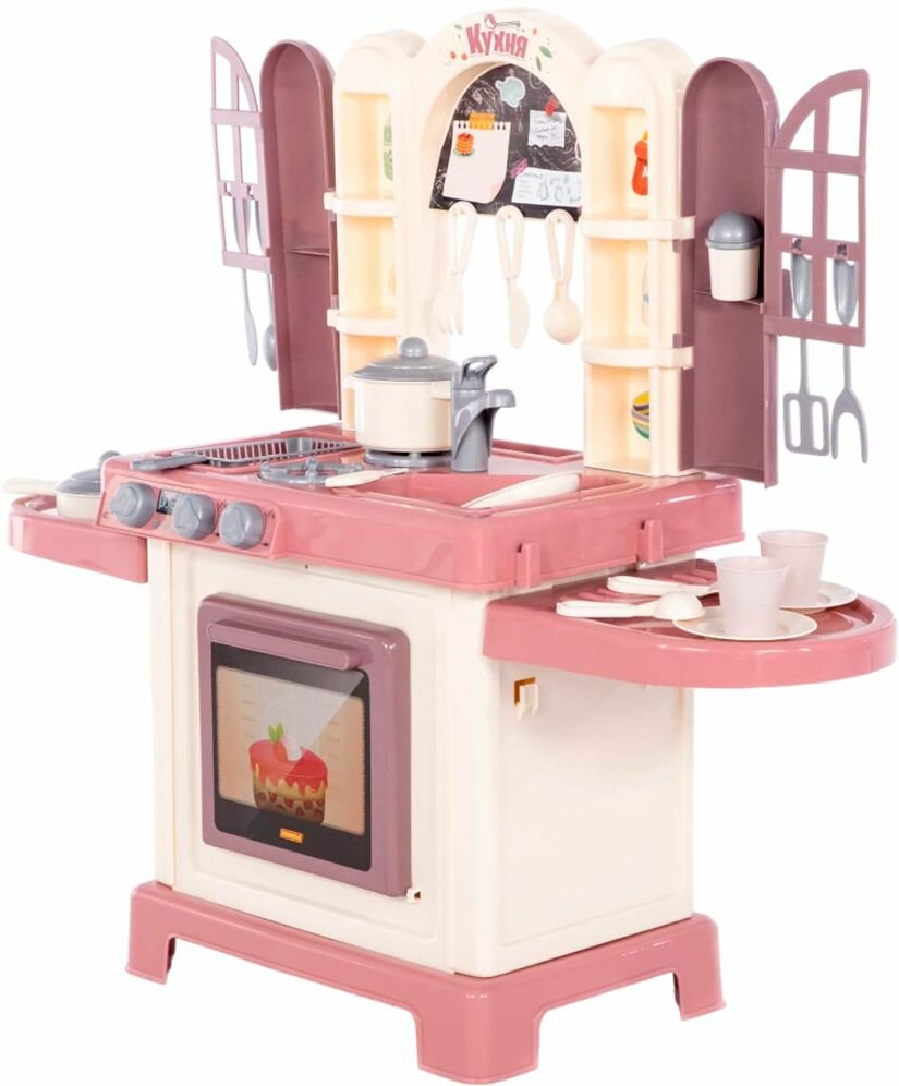 Игровой кухонный модуль "NATALI", сюжетно-ролевая игра юный повар, кухня для девочек с игрушечной посудой