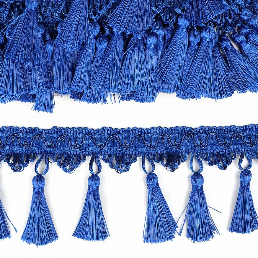 Бахрома для штор с кисточками 6152-0327 шир.100мм цв.6422 синий уп.10м
