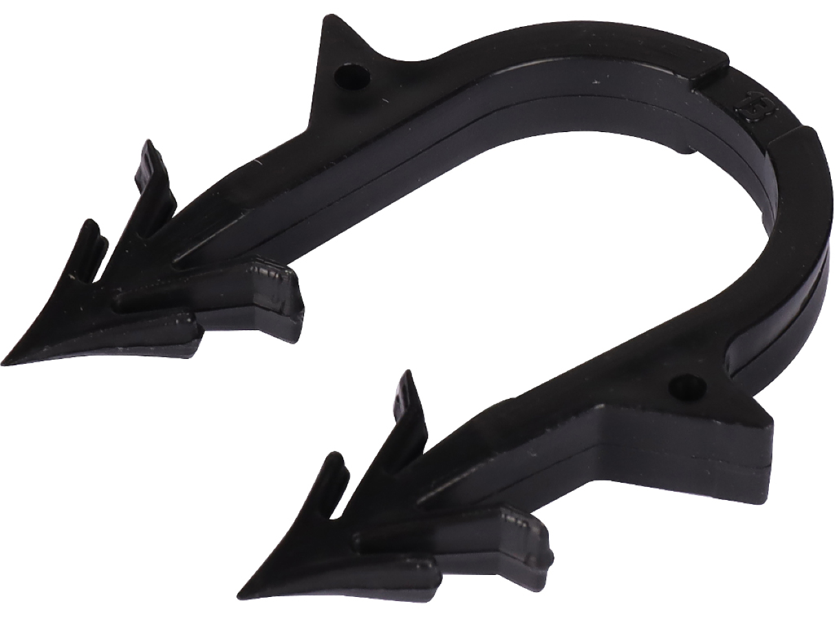 Кассета для такера Stout / Стаут якорные скобы, с двойным креплением, для труб диаметром 16-20мм, полипропиленовые, черные, в кассете 25 скоб / крепеж и фурнитура