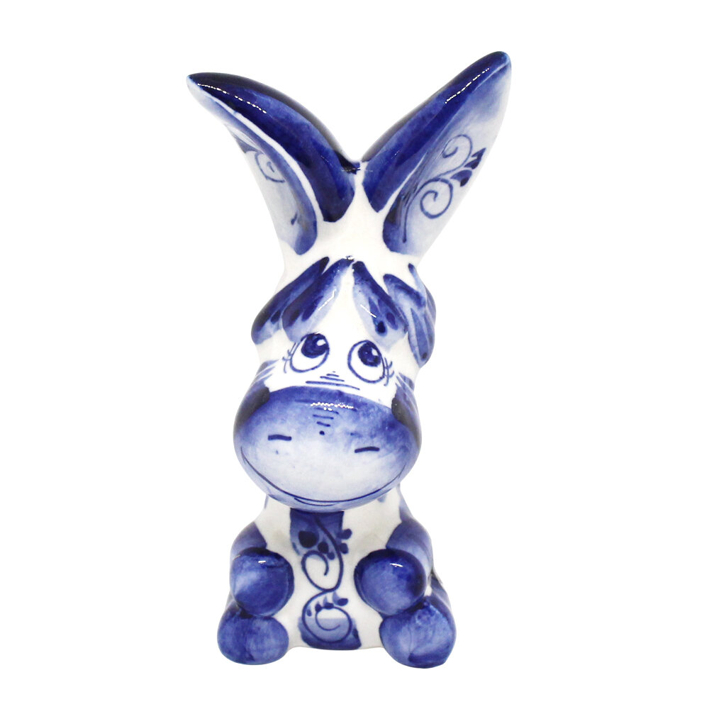 Фарфоровая фигурка ручной работы "Ослик Дилли", (Гжель)