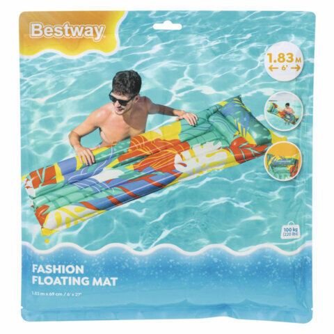 3 шт. Надувной матрас для плавания "Модный" 183х69 см, до 100 кг, BESTWAY, 44033