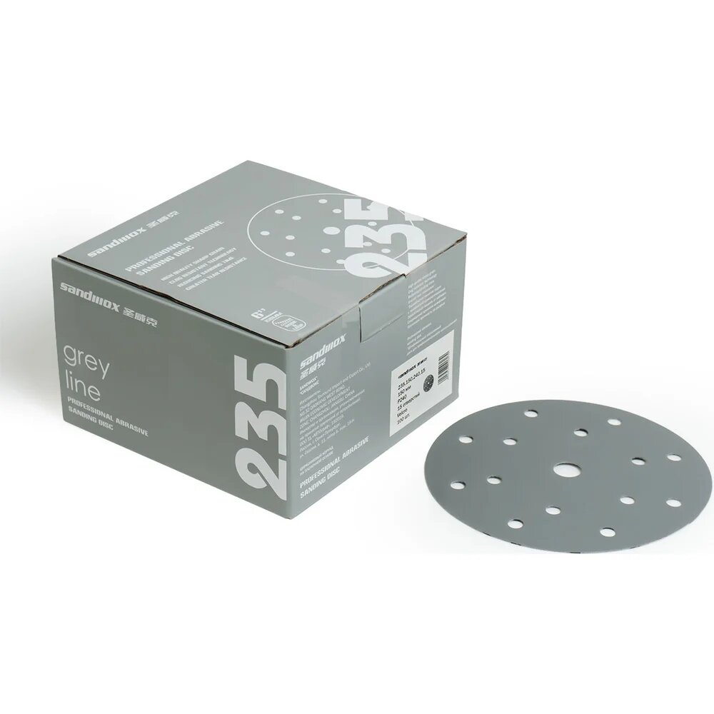 SANDWOX Диск шлифовальный на пленочной основе 235 Grey Zirconia Р1000 (150мм, 15 отв. 100шт) 235.150.1000.15