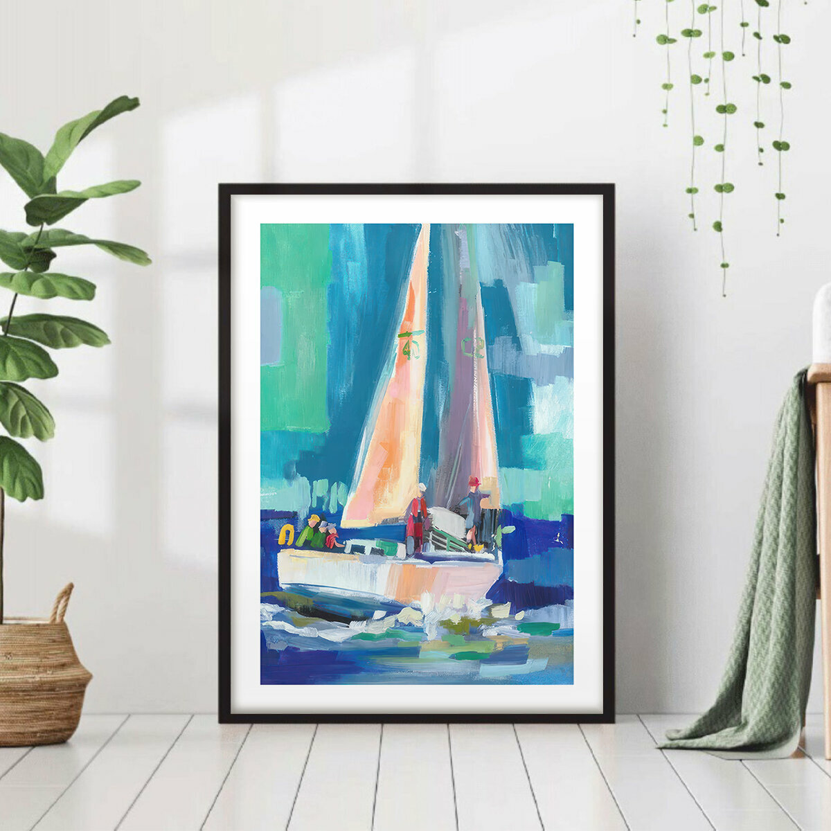 Постер "Яхта" 50x70 в черной рамке на стену для интерьера