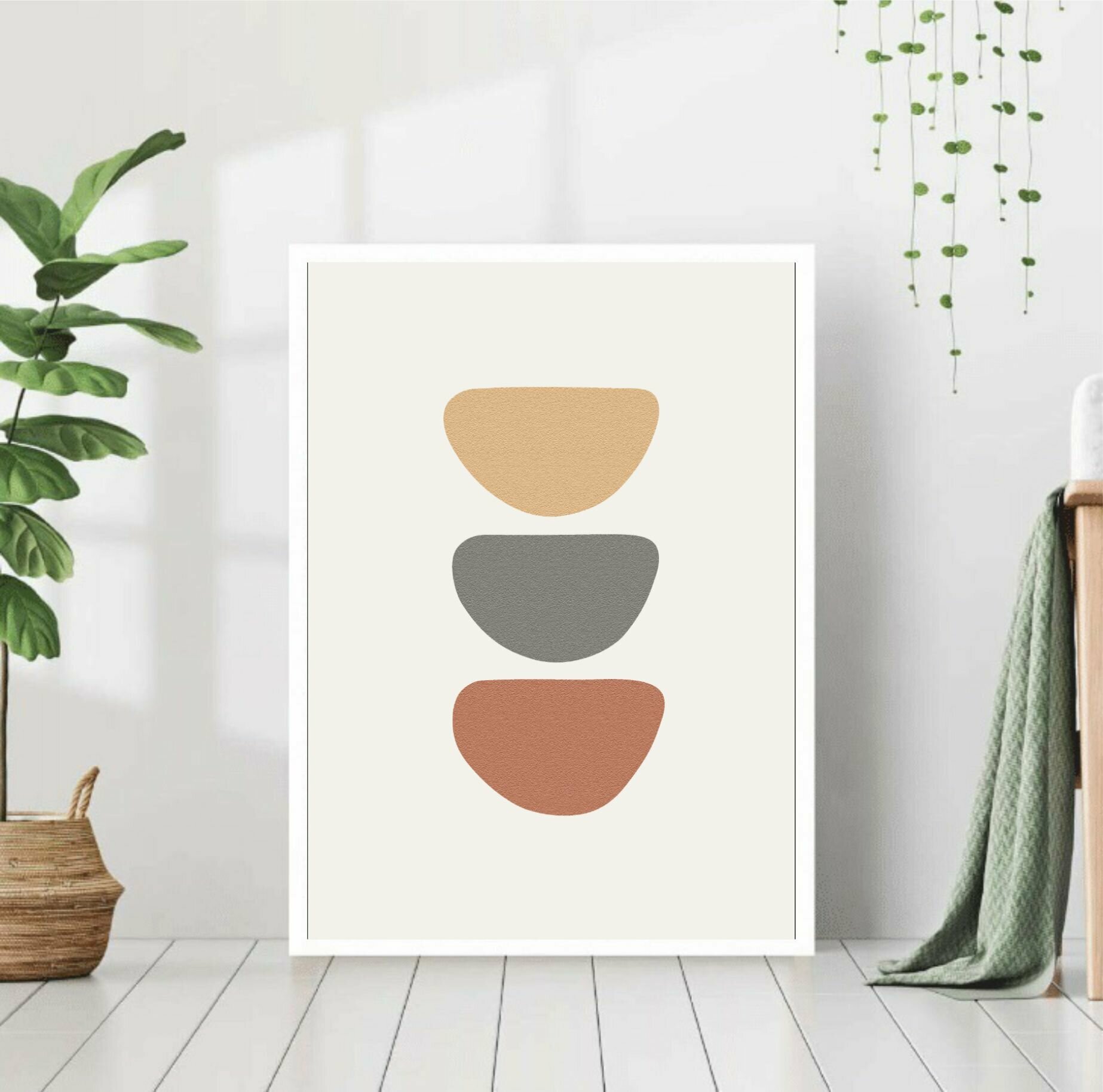 Постер "Три полукруга" 40x50 в белой рамке на стену для интерьера