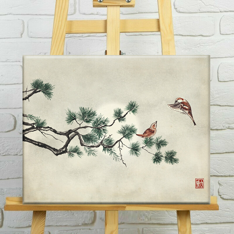 Картина на холсте 40х50 см "Ветка японской сосны", на стену для интерьера