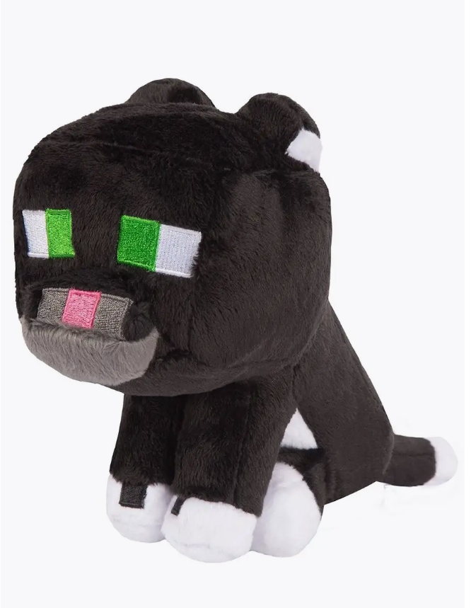 (Черно-белый Кот) Мягкая игрушка Дымчатый кот Майнкрафт 20 см Minecraft