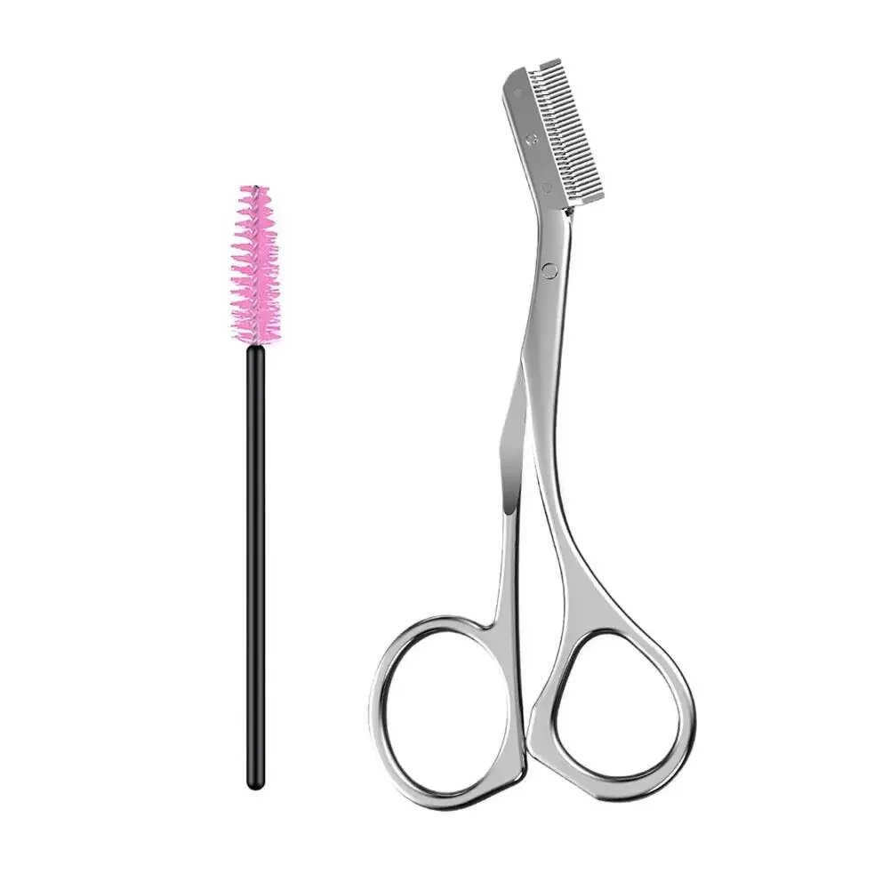 Стальные ножницы для бровей с расческой для бровей, ножницы для макияжа, инструмент для удаления бритвы, нож для стрижки бровей F8V2