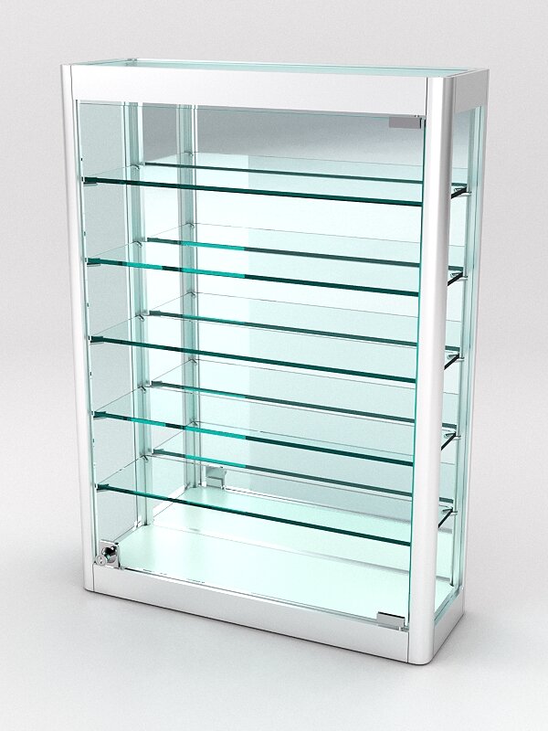 Витрина из профиля настенная "вайб ИКС" №2-5П-З-170 (задняя стенка Зеркало), Белый