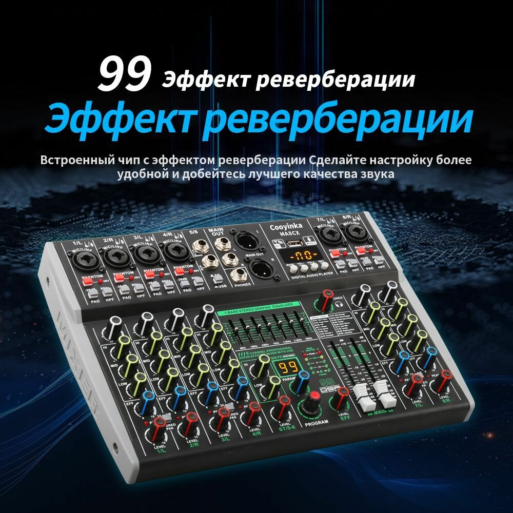 DJ Микшерный пульт 4 канала Cooyinka MA4CX USB Аудио микшерный пульт Музыкальная студия 99 звуковых эффектов DSP