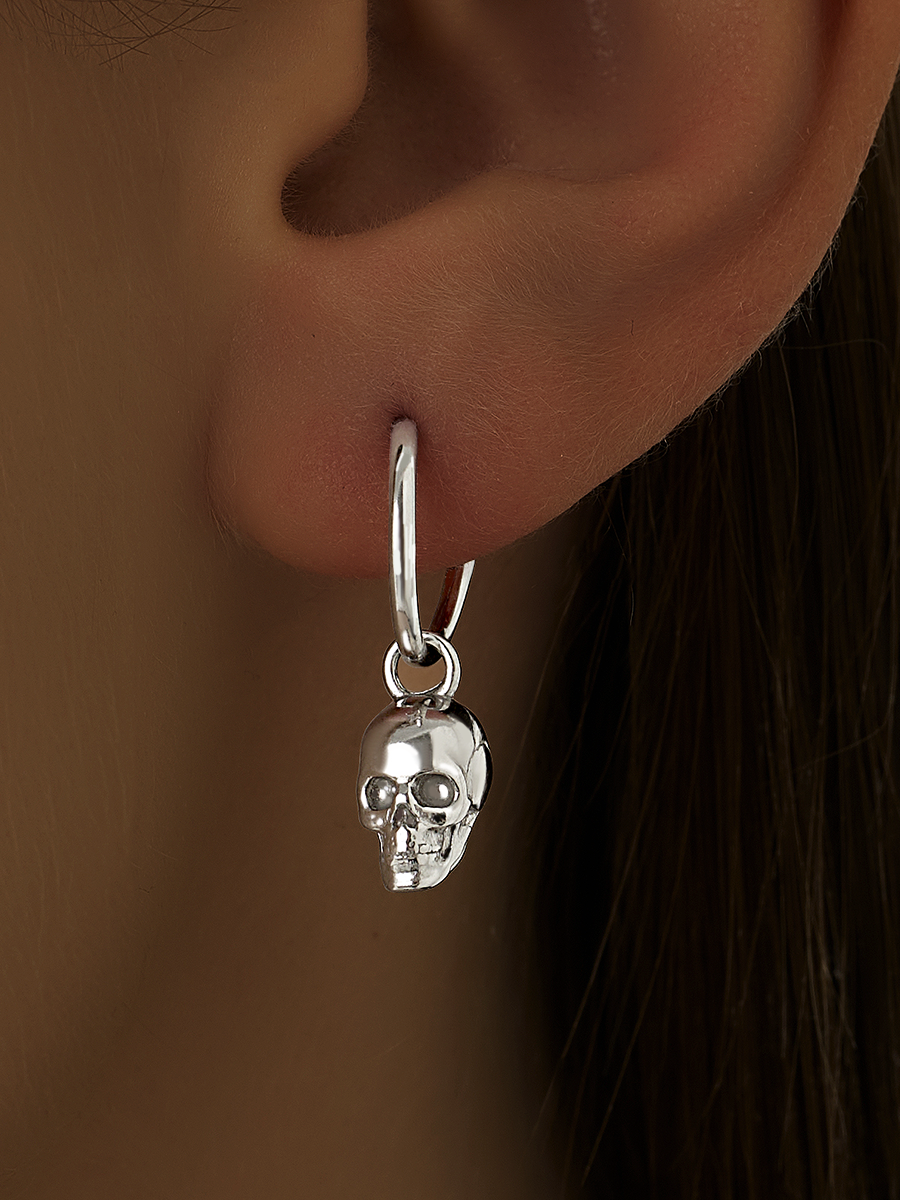 Моносерьга, серебро, 925 проба, родирование