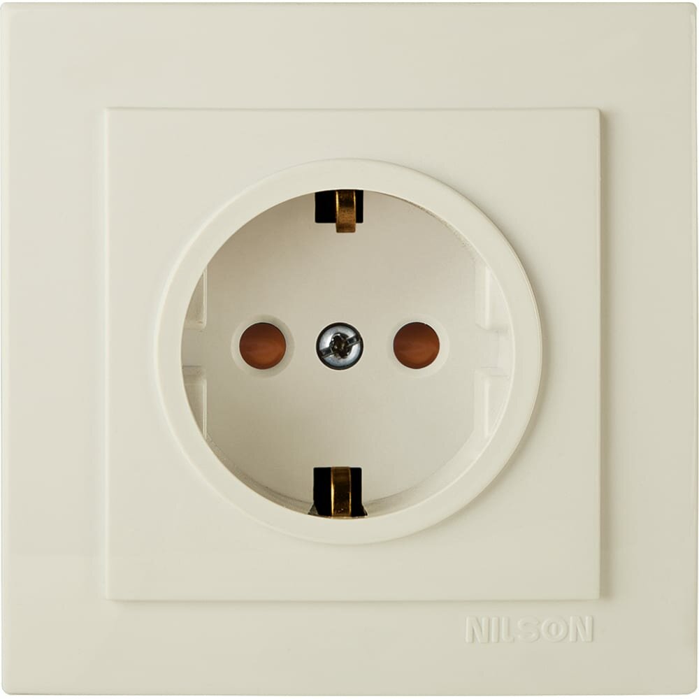 Розетка Nilson 1 СП з/к шторки, цвет крем