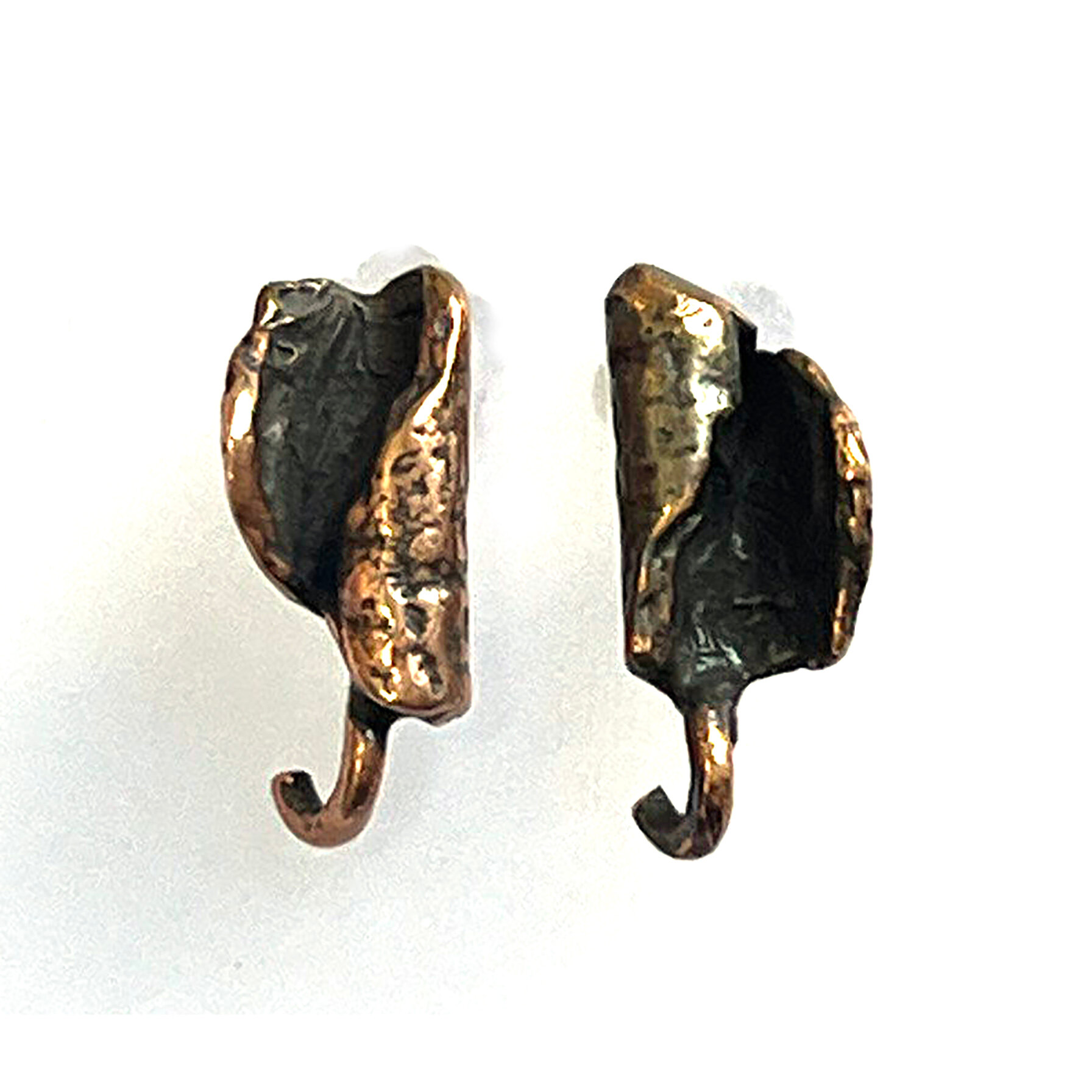 Пусеты, 13х6мм, Anna Bronze, Корица малая, с петелькой, базовый материал - бронза, цвет античная бронза (медный с чернением), пара