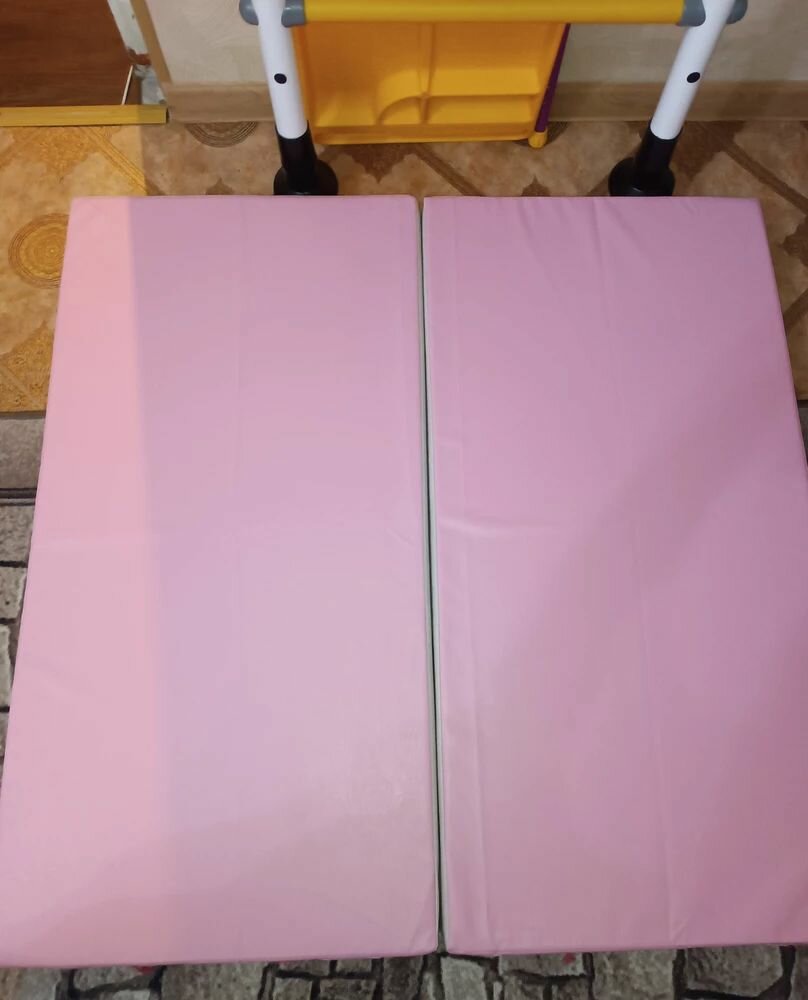 Мат гимнастический 100х100х9 Серо-розовый