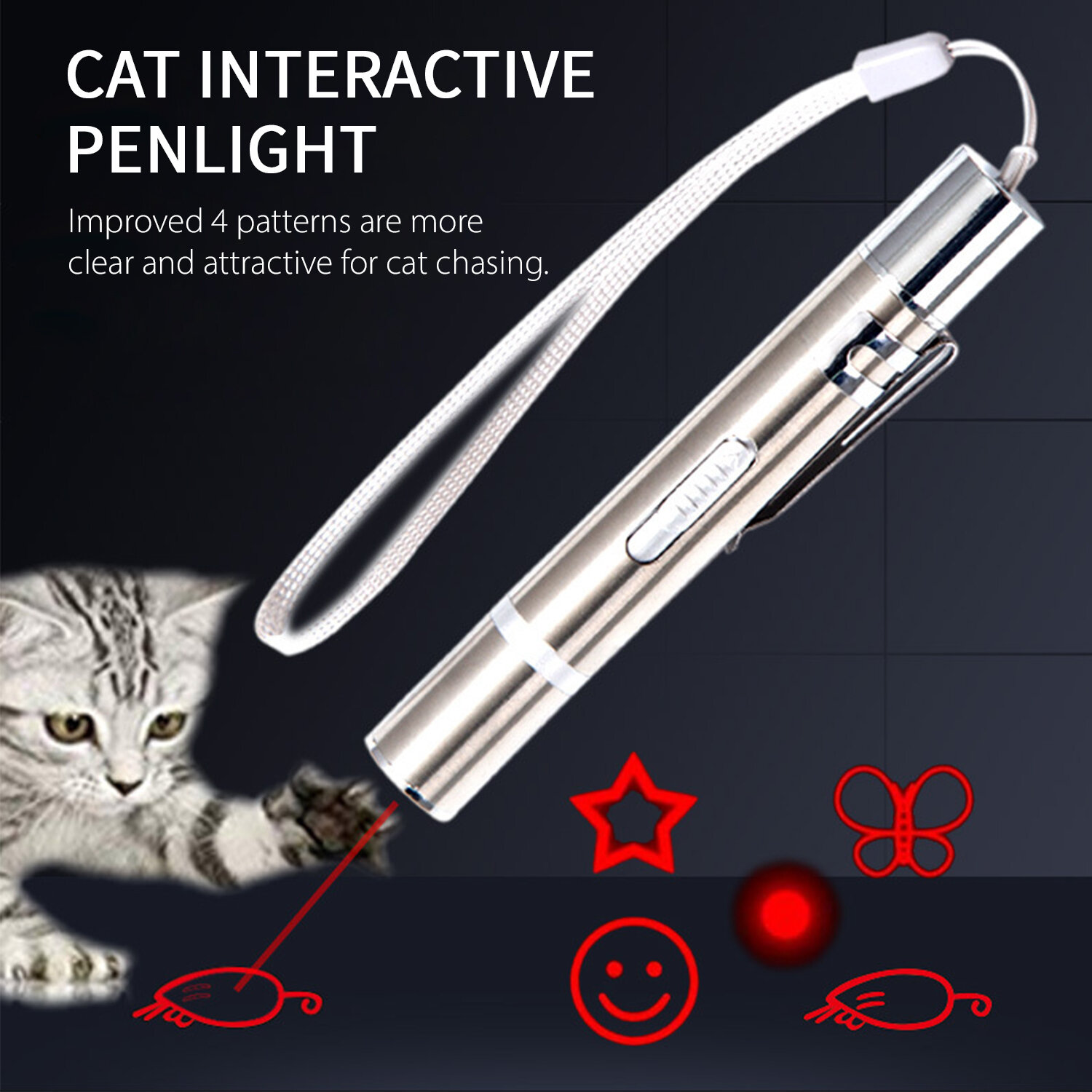 Игрушка для кошек, интерактивная ручка-фонарик для домашних кошек, игрушки для преследования собак, маленькая светящаяся палочка, игрушка для домашних животных, игр, дрессировки, упражнений, развлечений, 7 в 1, забавная игрушка для собак и кошек,