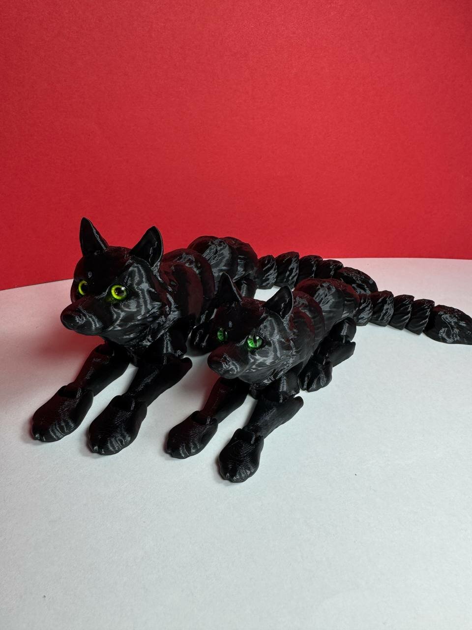 3D Чёрный волк большой и маленький подвижный антистресс, шарнирный