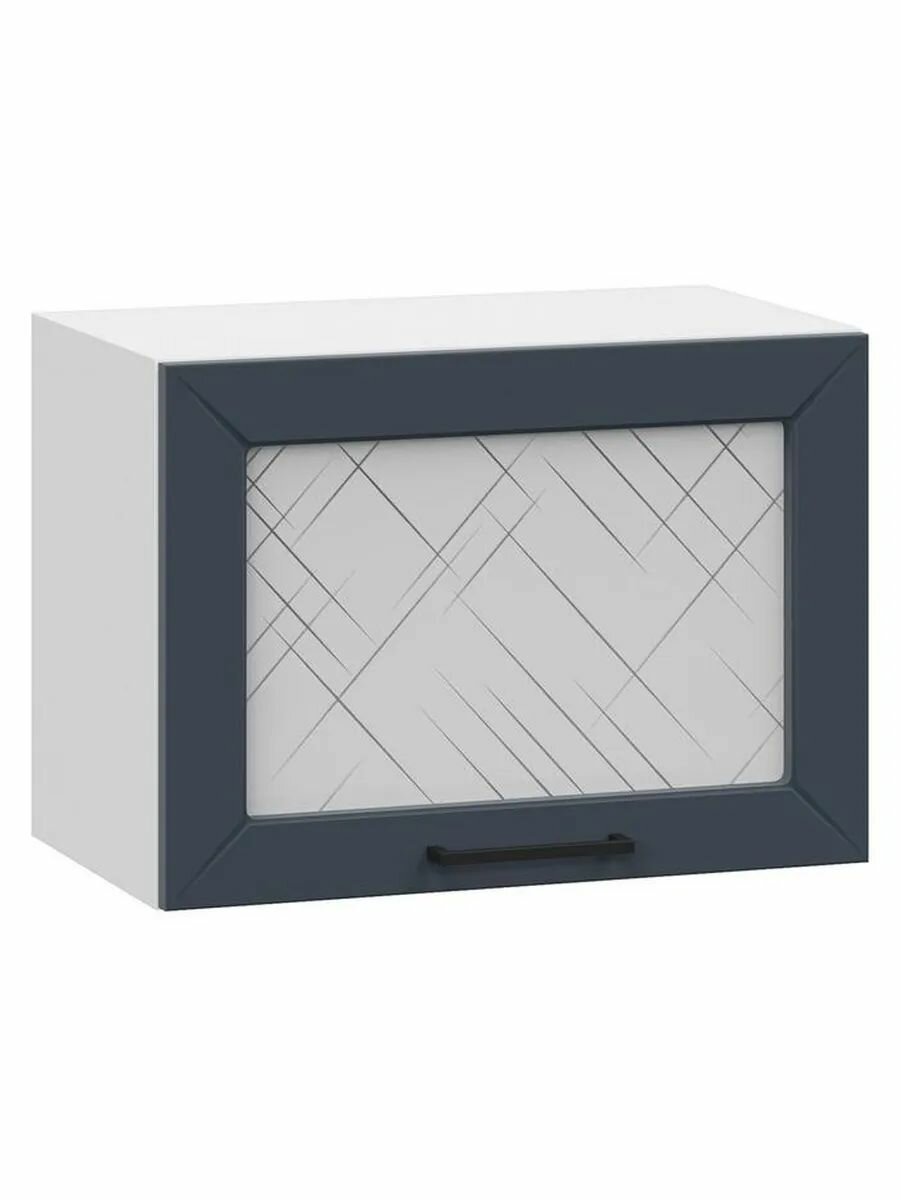 Кухонный модуль навесной, шкаф Сектор с полками, 50х29.6х36 см, Белый / Океания со стеклом