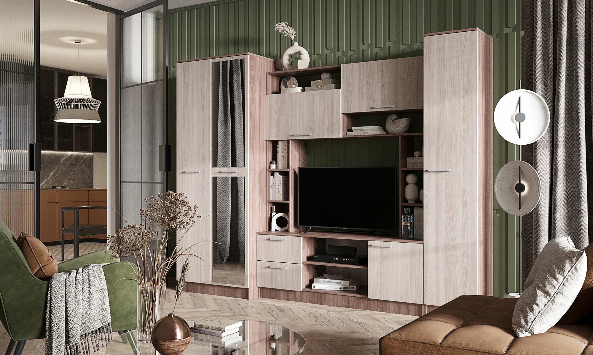 Гостиная Флора (Ясень шимо светлый/Ясень шимо темный) (Миф)