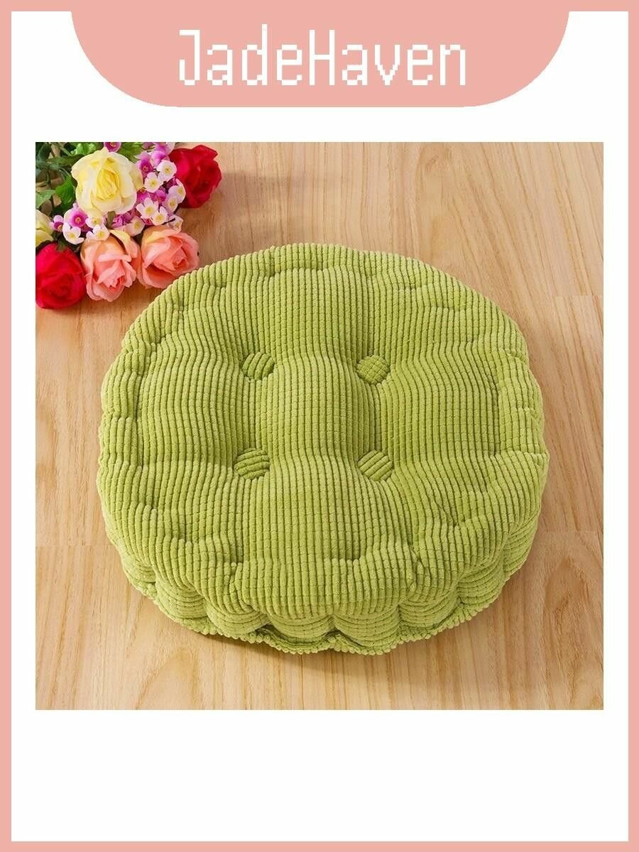 Элегантная круглая подушка из вельвета для одинокой софы и кресла, зеленая - 48*48 см / 19*19 дюймов