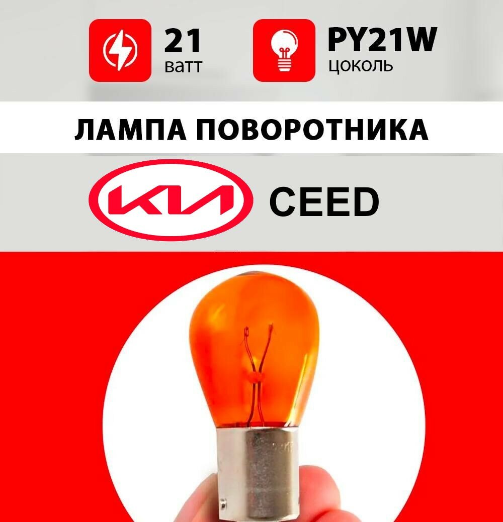 Лампа заднего поворотника КИА СИД / лампочка поворотника для KIA CEED / PY21W 21wt