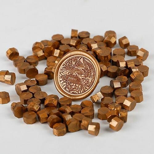 Сургуч в гранулах 100шт - темная бронза, золото. Воск кусковой цветной для творчества