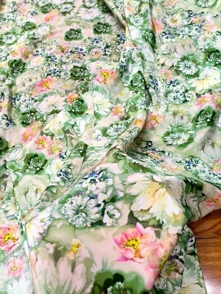 Зеленые цветы мягкий африканский кружевной шелк POLIS 3M