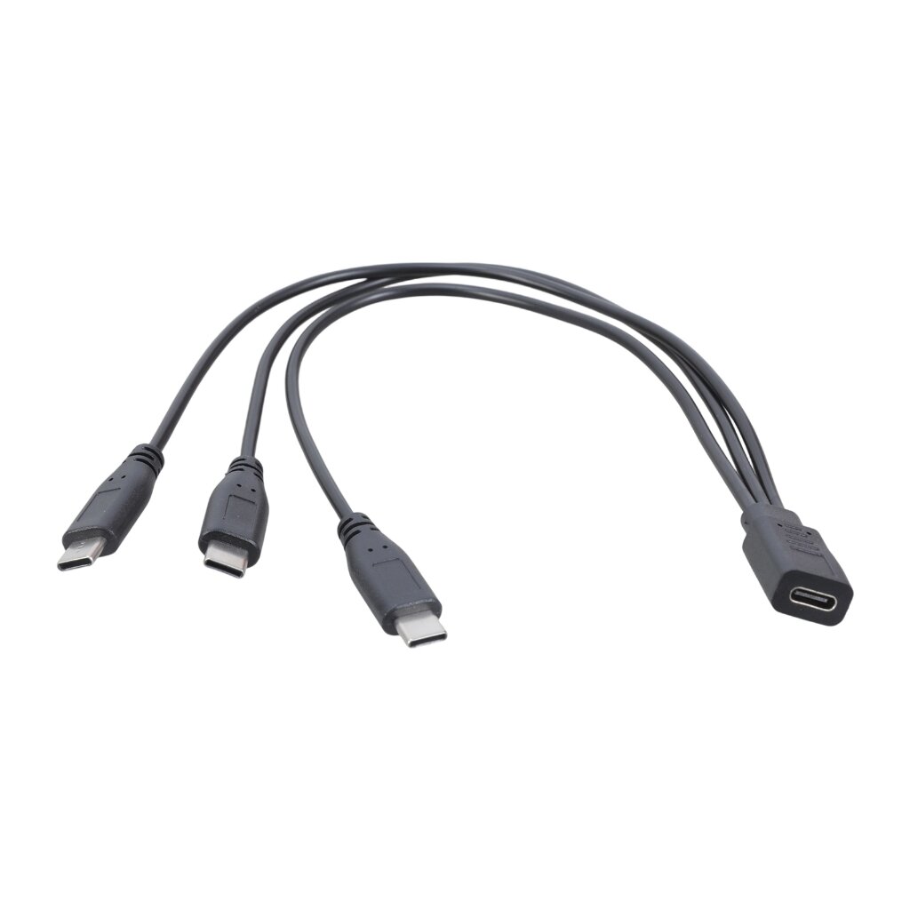 Зарядный кабель с тройным выходом типа C, 30 см, для мобильных устройств, планшетов, динамиков