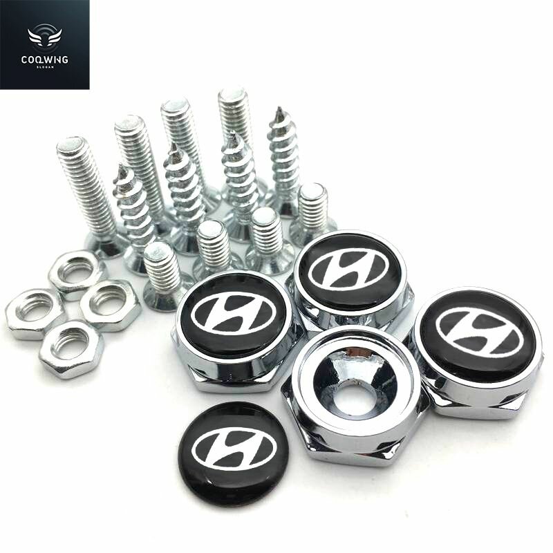Комплект болтов крепления номерного знака с логотипом Hyundai. 4 шт.