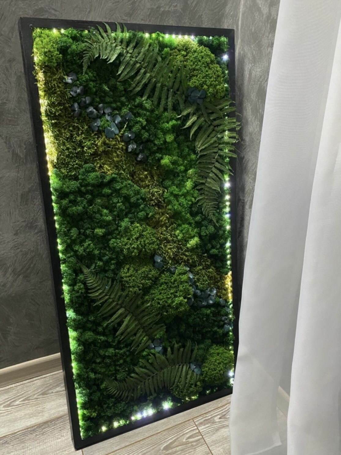 Панно из стабилизированного мха и растений 120*60 см, большая настенная картина для интерьера