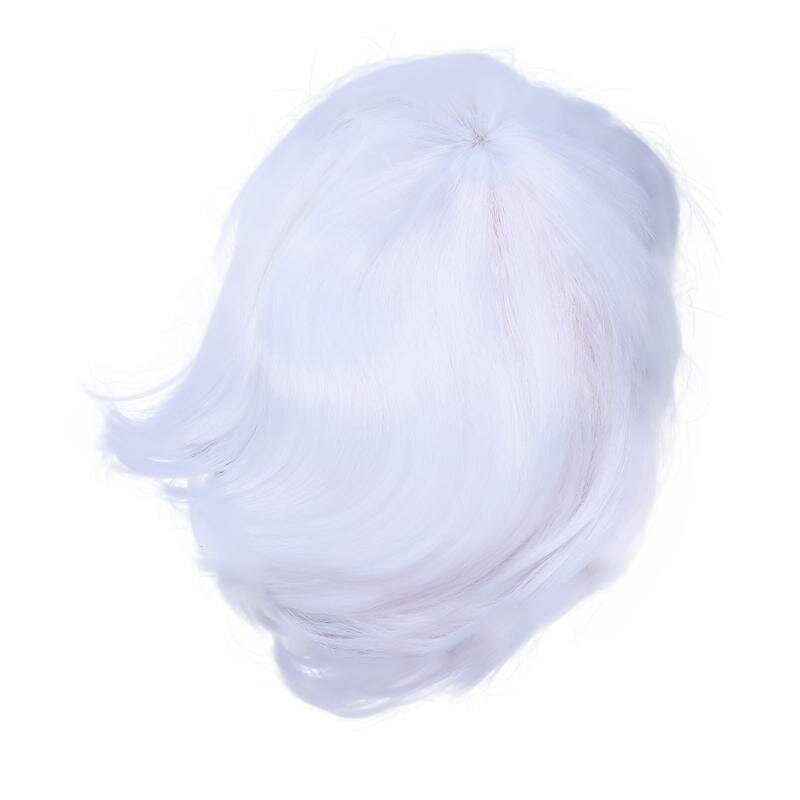 Короткие волосы аниме косплей парик 30 см высокотемпературные волокна синтетические волосы парики для Хэллоуина карнавал наряд вечеринка парик белый