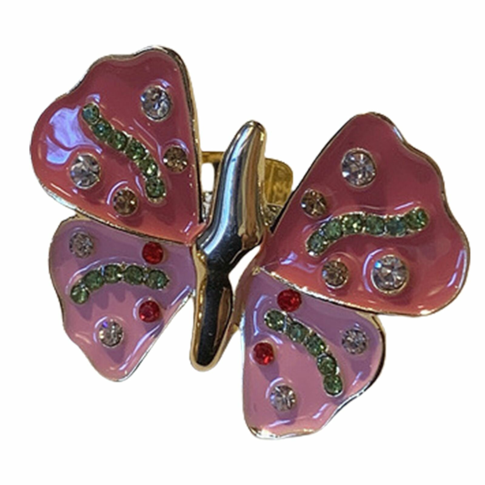 Стильное розовое кольцо-бабочка с ослепительными стразами аксессуары для пальцев насекомых