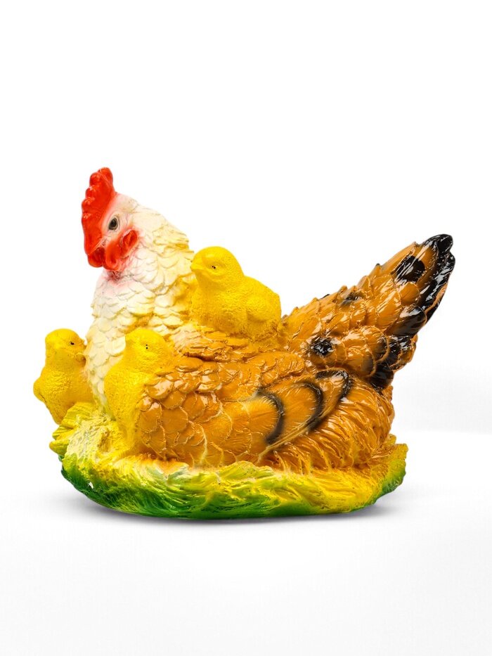 Садовая фигура Хорошие сувениры из гипса Курица наседка с цыплятами, 27х20х21 см