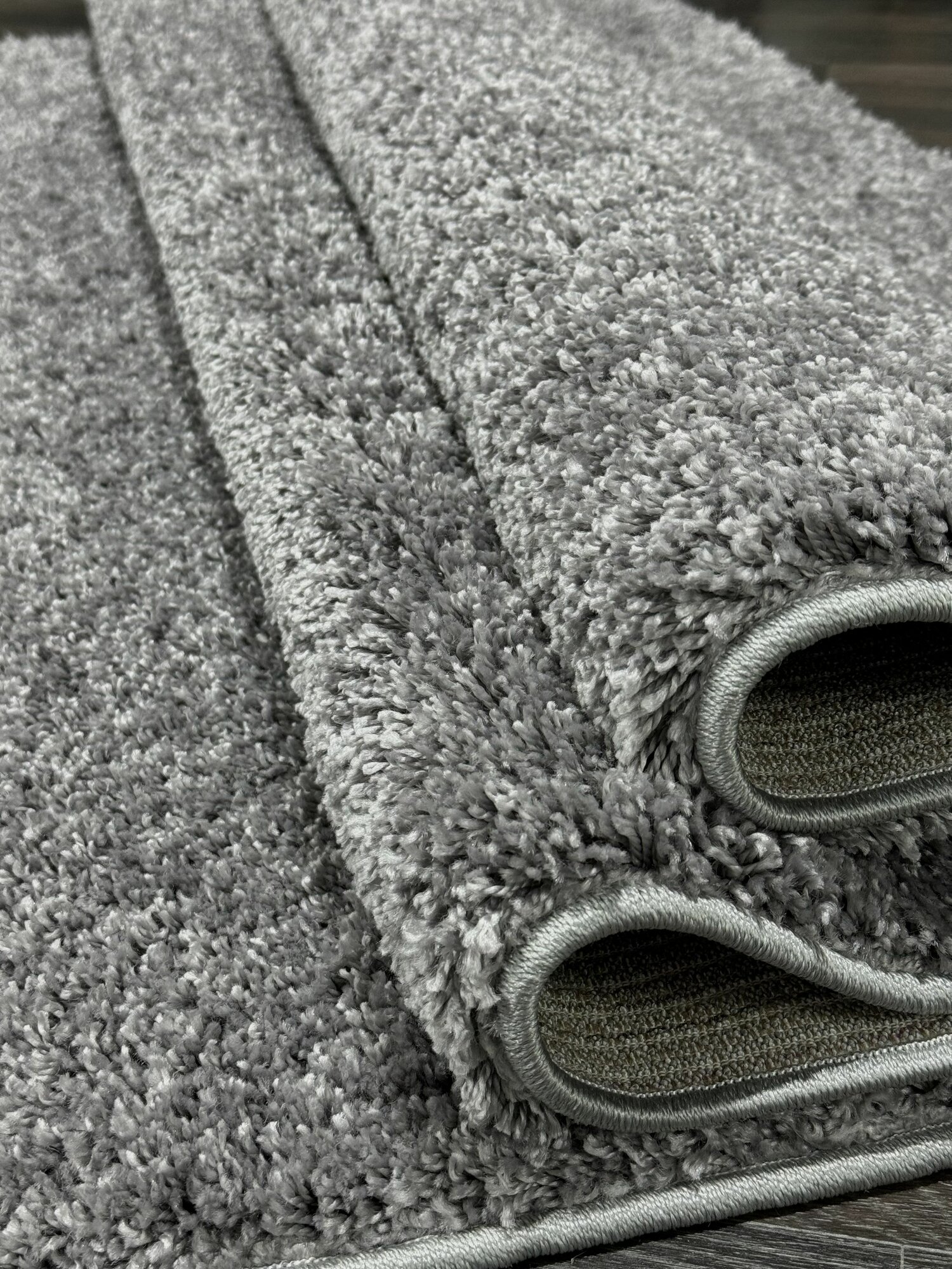 Ковер на пол с длинным ворсом 44102 прямоугольный 100 x 400 см, серый ковер комнатный, прикроватный, пушистый в комнату, спальню, гостиную, прихожую 1 х 4 м ,