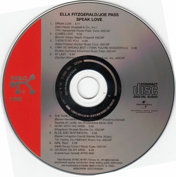 Диск Ella Fitzgerald - Speak Love (1 CD) — фото 1